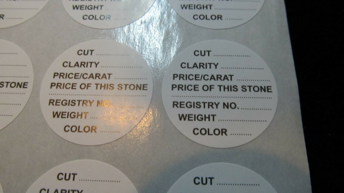 White Printed Round Gem Jar Label - Sheet of 15 - by GEMWORLD online store