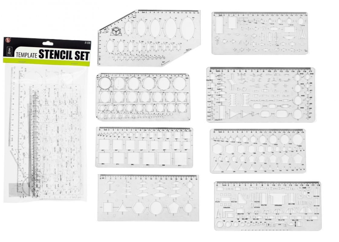 Plastic Stencil Set - 8 Piece Template - by GEMWORLD online store